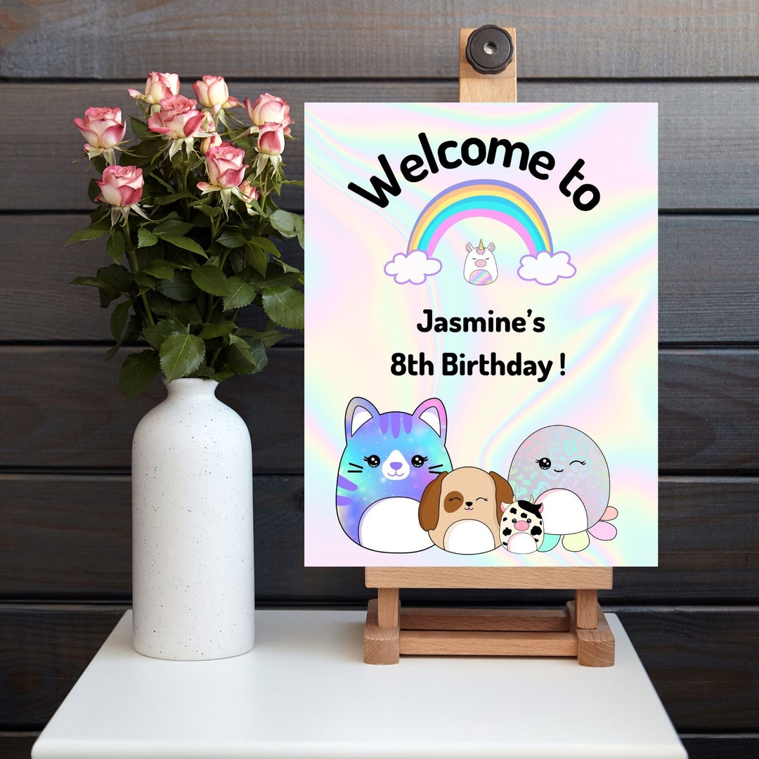 Squishmallow Birthday Party Welcome Sign, Birthday Party Sign ...