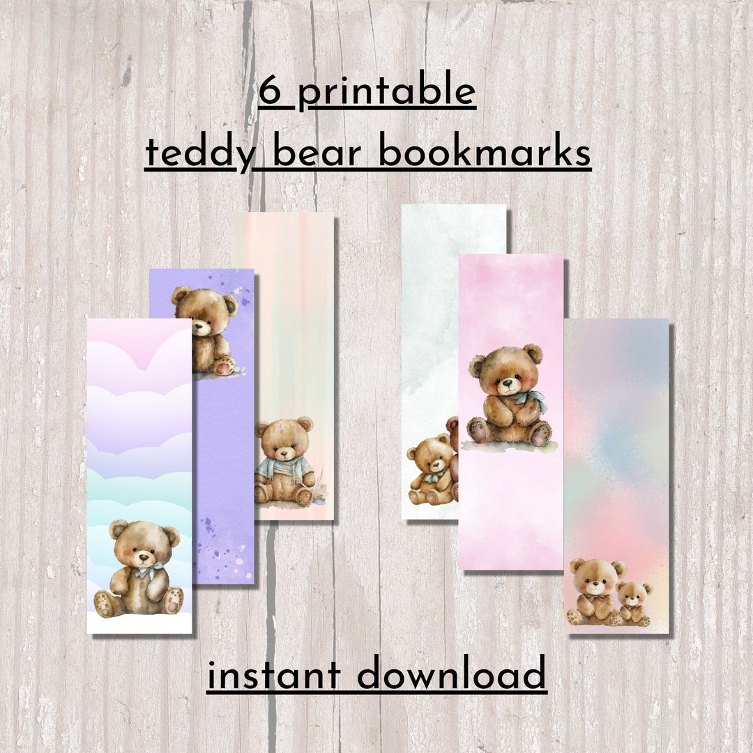 Teddy Bear Bookmark Printable Cute Bookmark for Kids Bear Gift - Etsy