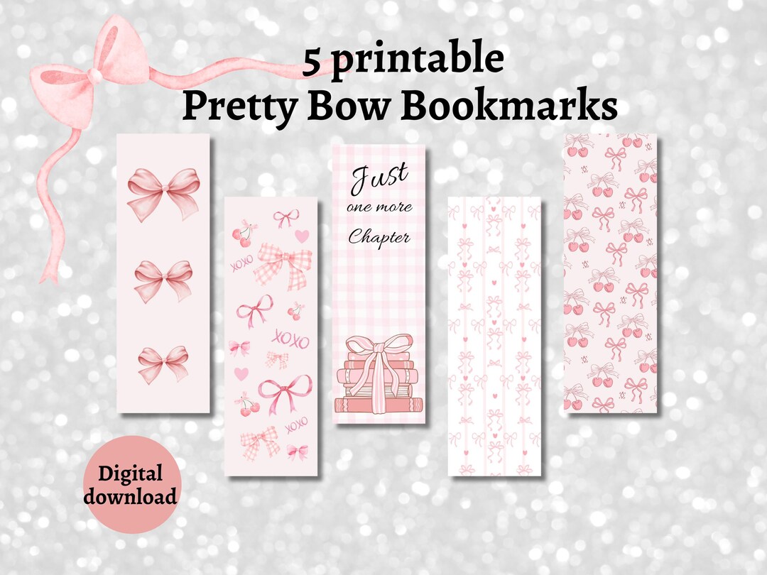 Pretty Bow Printable Bookmarks - Etsy