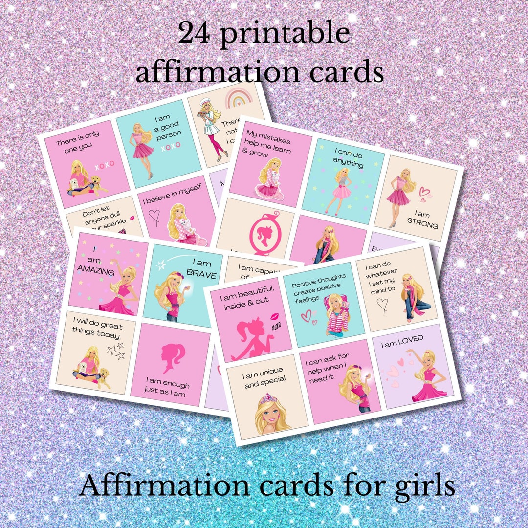 Affirmation Cards Printable Pink Affirmations for Girls Barbie - Etsy