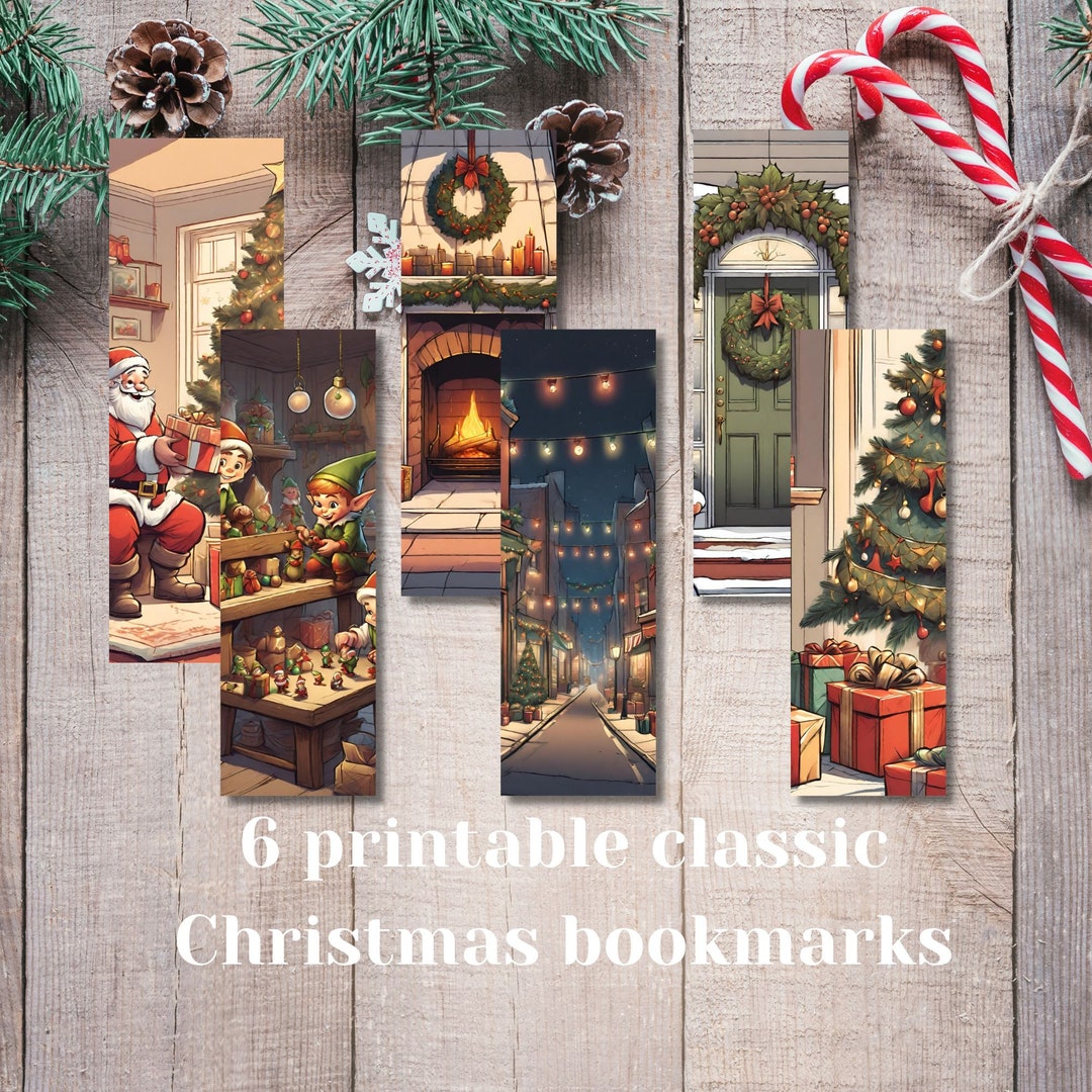 Vintage Christmas Bookmark Printable Vintage Santa Bookmark Cute ...