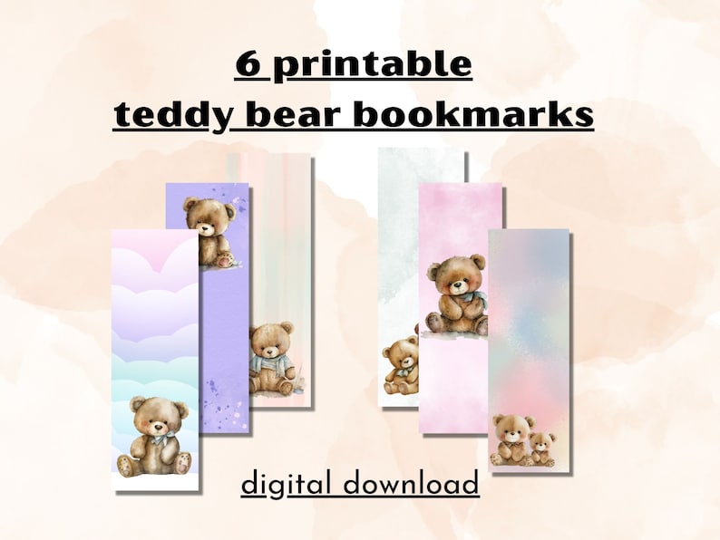 Teddy Bear Bookmark Printable Cute Bookmark for Kids Bear Gift Tag ...