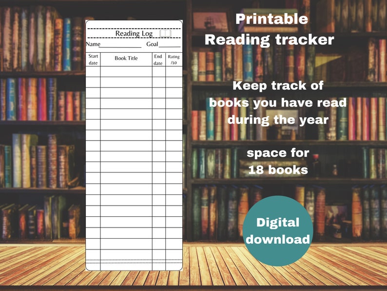 Printable Reading Log, Bookmark Reading Tracker, Printable Bookmark ...