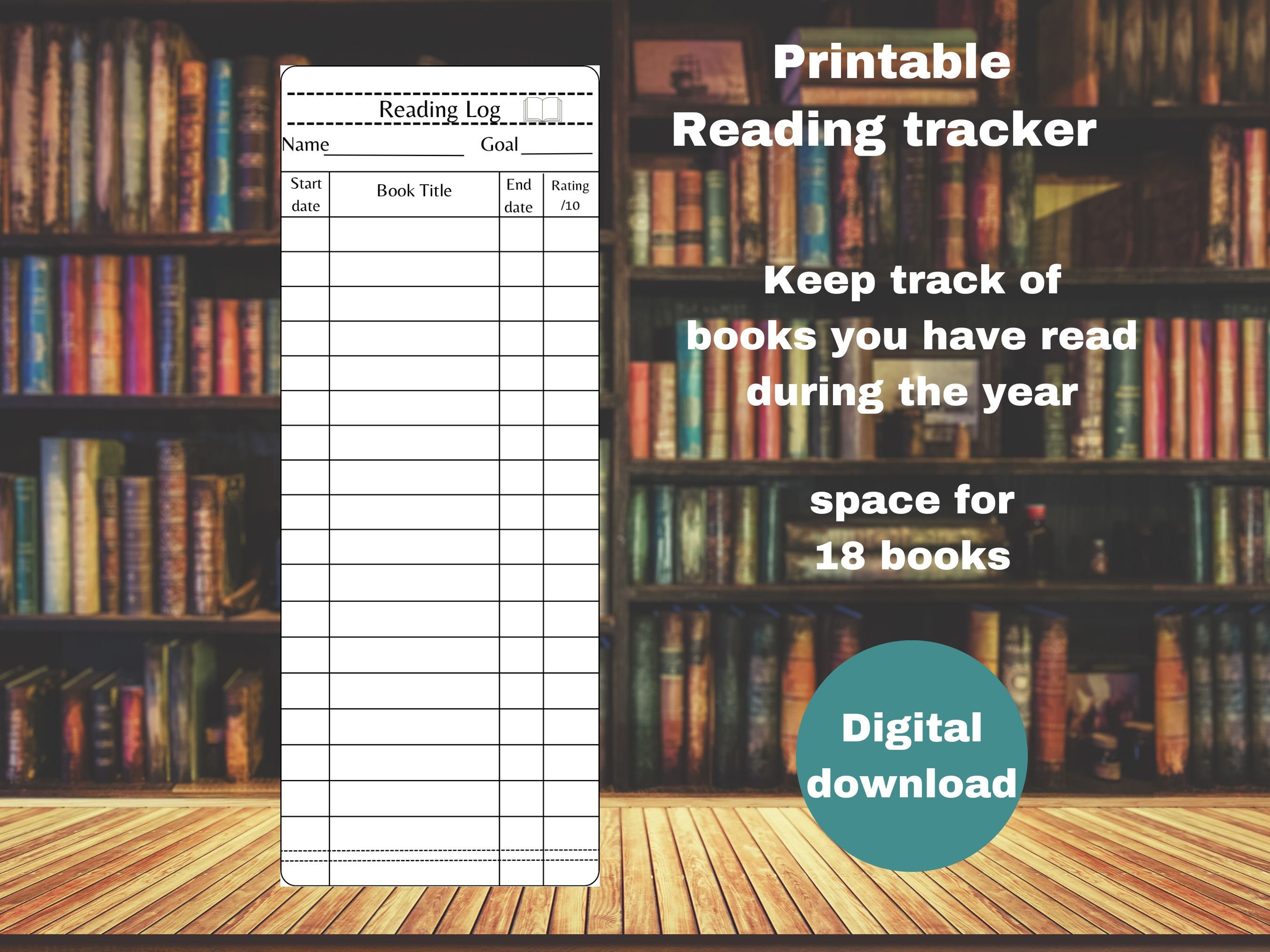 Printable Reading Log, Bookmark Reading Tracker, Printable Bookmark ...
