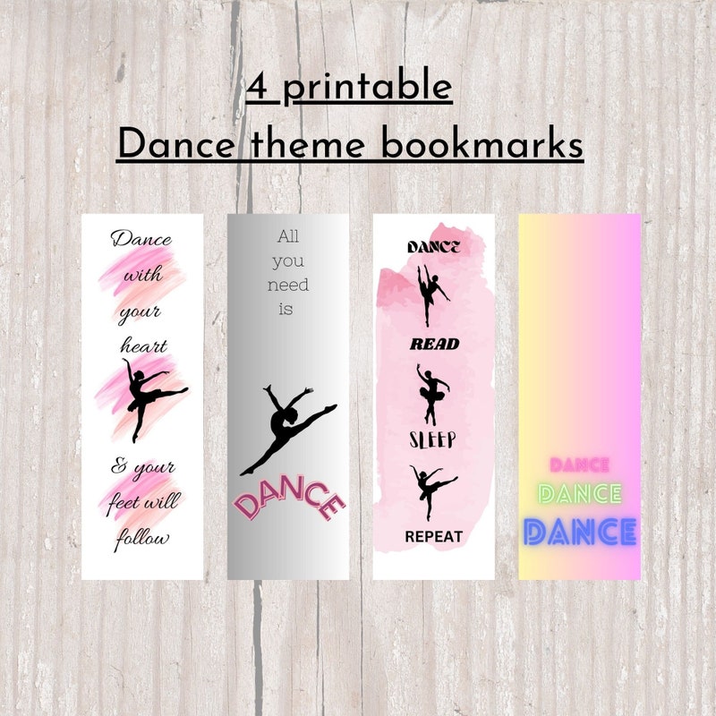 Printable Dance Bookmarks - Etsy