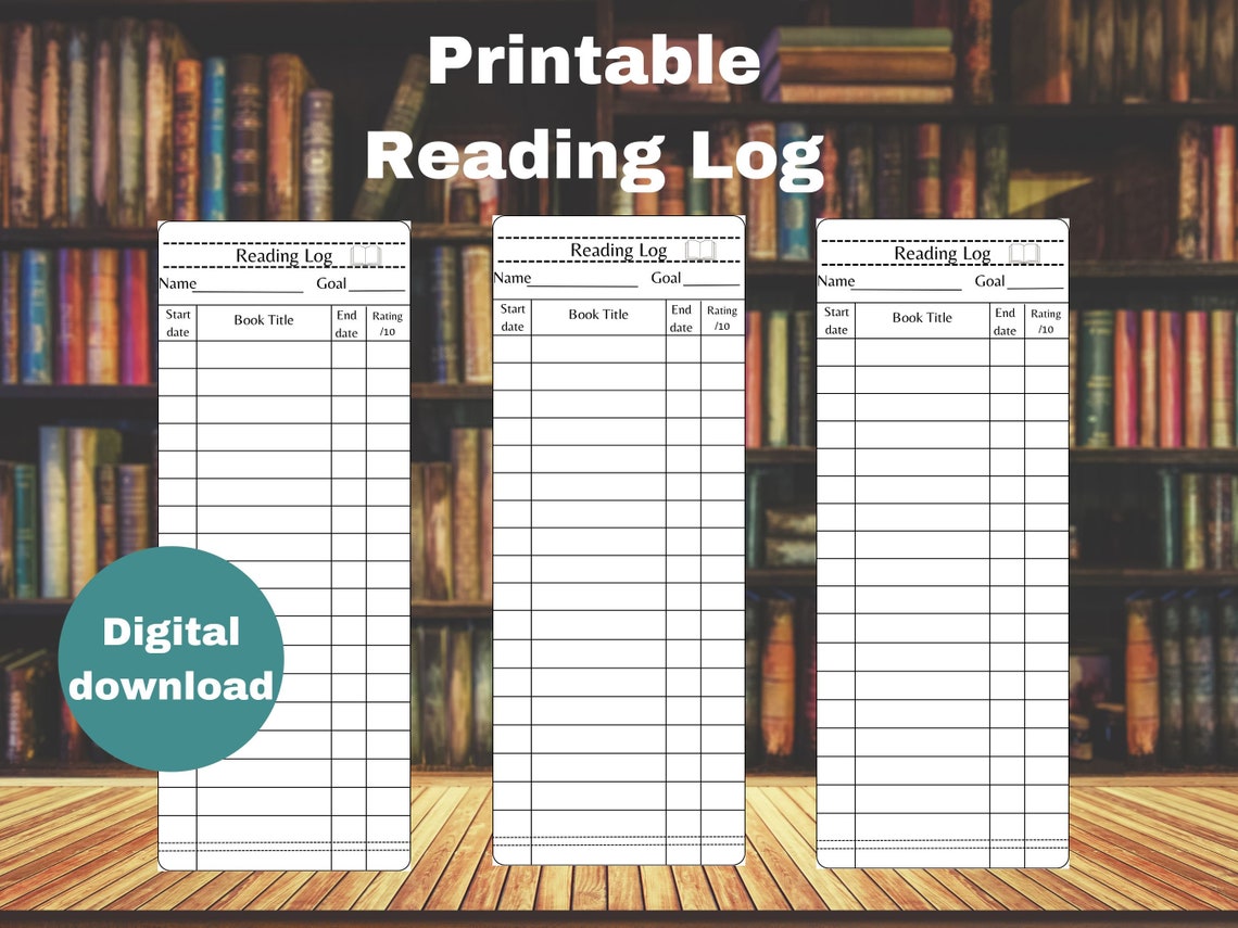 Printable Reading Log, Bookmark Reading Tracker, Printable Bookmark ...
