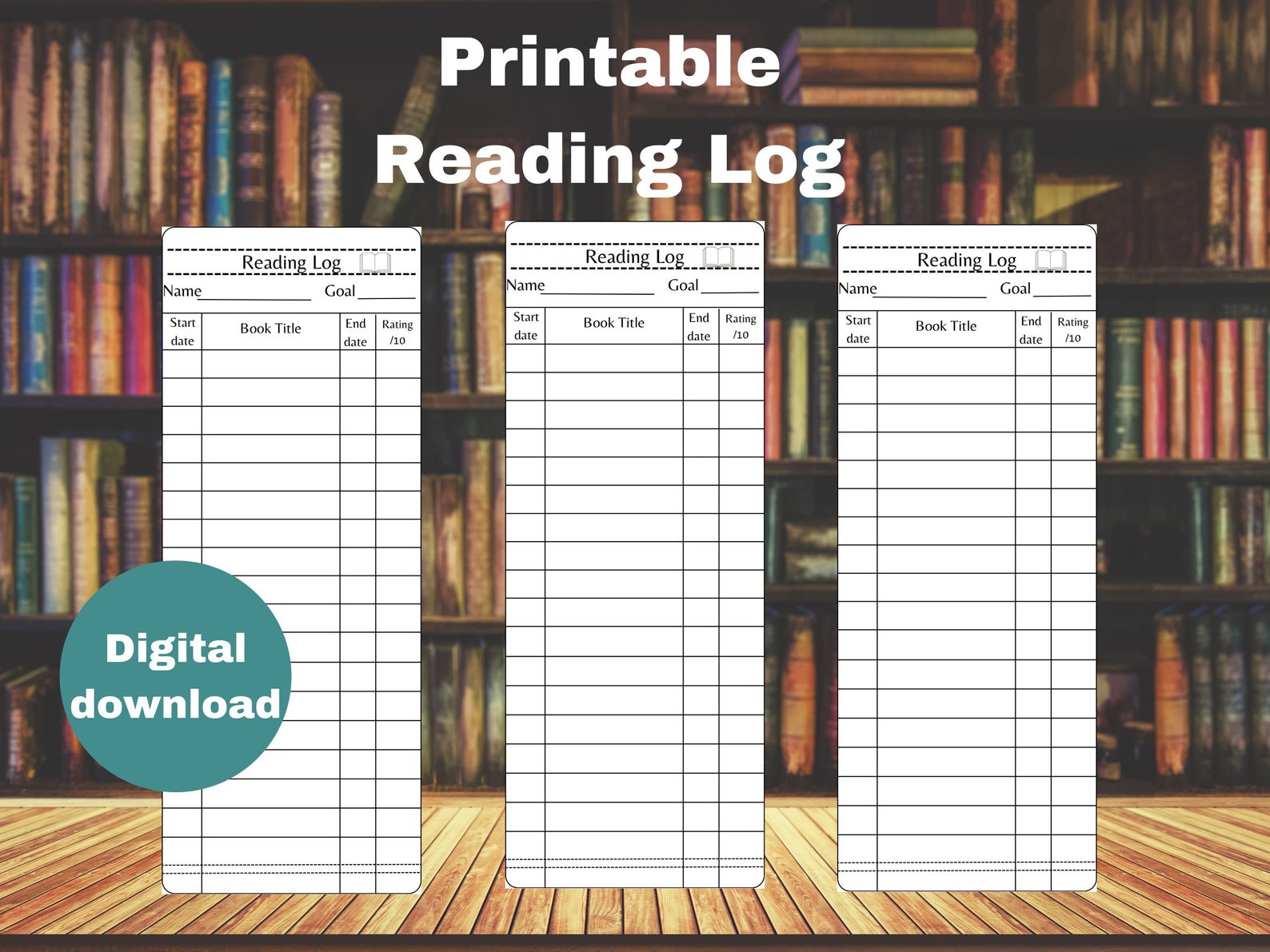 Printable Reading Log, Bookmark Reading Tracker, Printable Bookmark ...
