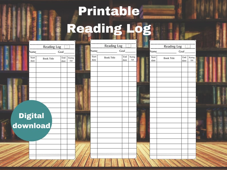 Printable Reading Log, Bookmark Reading Tracker, Printable Bookmark ...