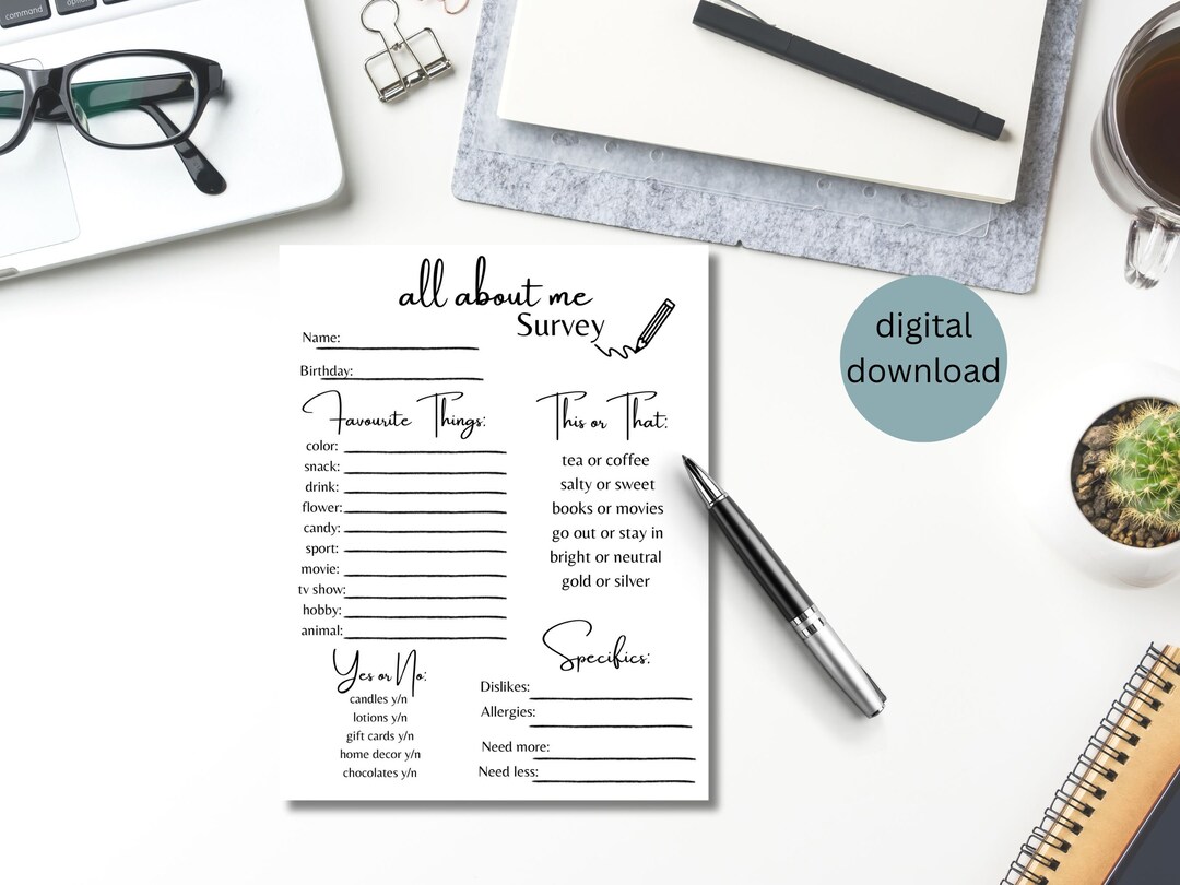 Office Questionnaire Printable Gift Exchange Ideas Work Party Printable ...