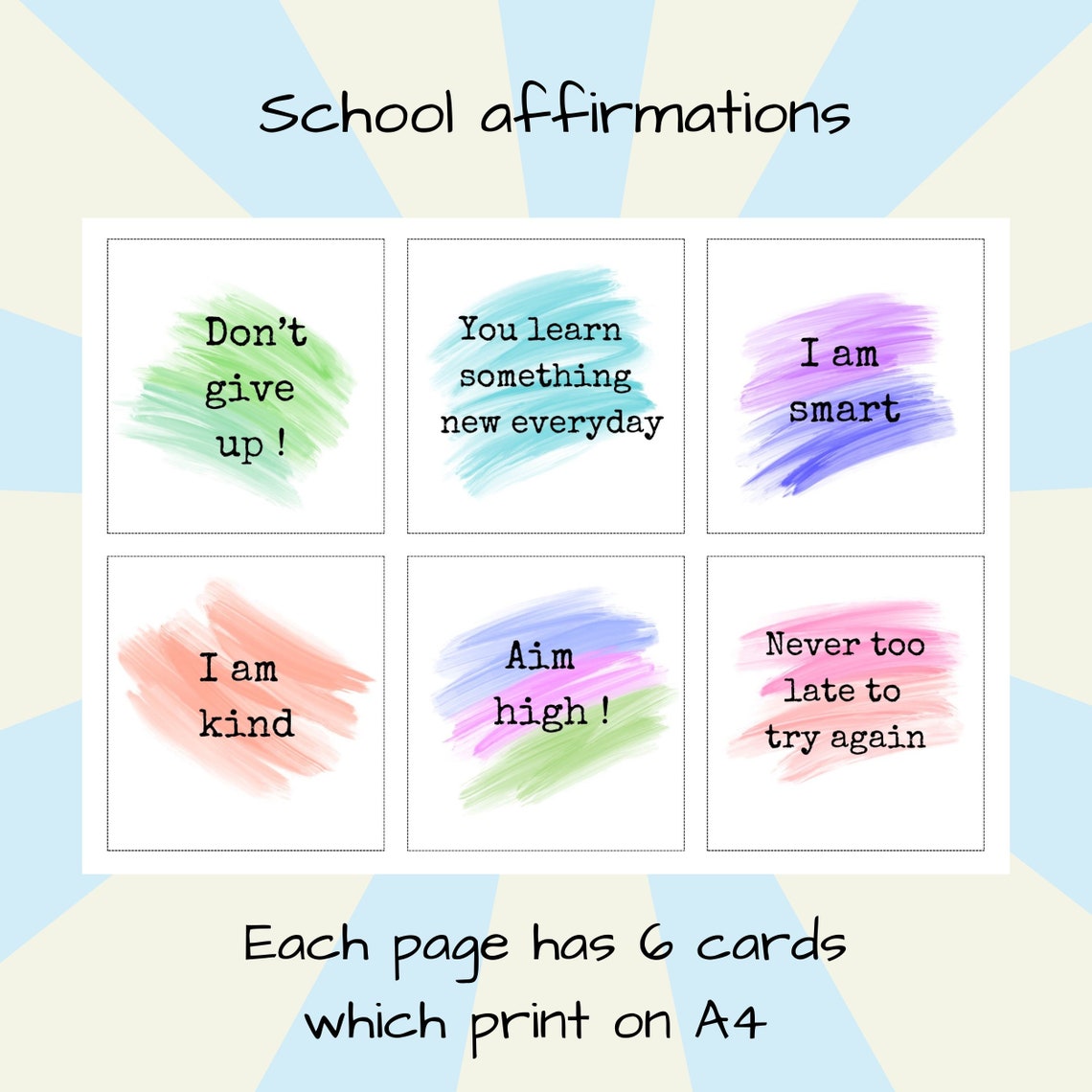 Affirmation Cards, Student Affirmation,classroom Affirmations, Positive ...