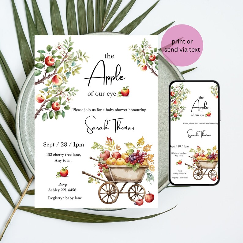 Apple Baby Shower Invitation Editable Baby Shower Invitation the Apple ...