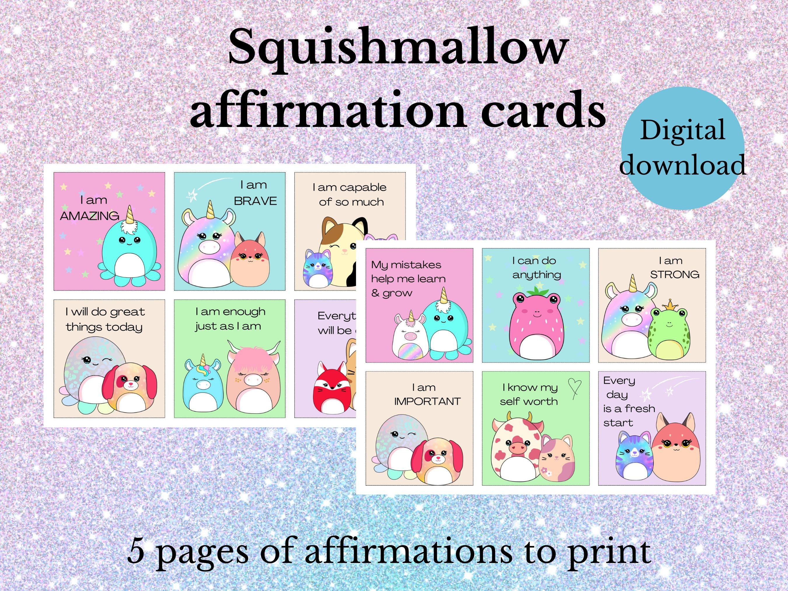 Kids Affirmation Cards Squishmallow Affirmation Card Kids Positive ...