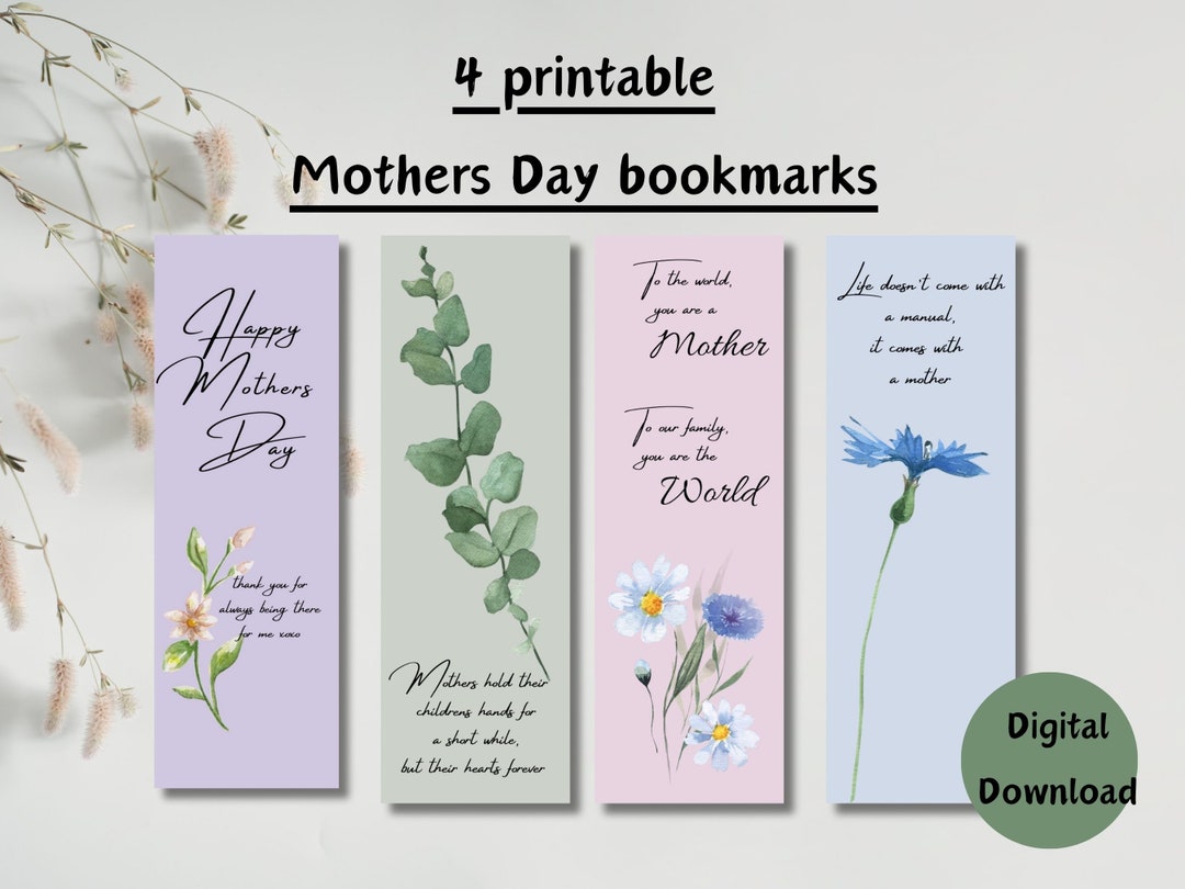 Mothers Day Bookmark Printable Teacher Appreciation Gift Mothers Day ...