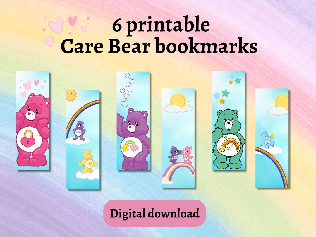 Printable Bookmarks Care Bear Bookmark Cute Bookmark for Kids Bookmark ...