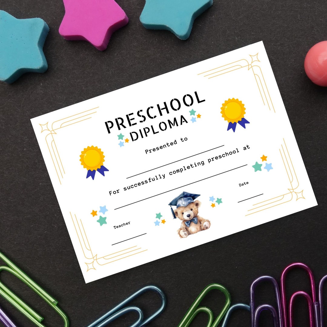 Printable Preschool Diploma Award Preschool Certificate Pre-k Diploma ...