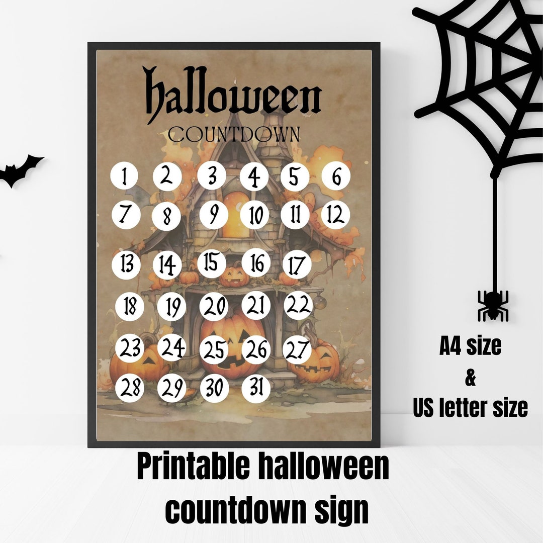 Halloween Countdown Sign Printable Halloween Kid Countdown Sign Spooky ...