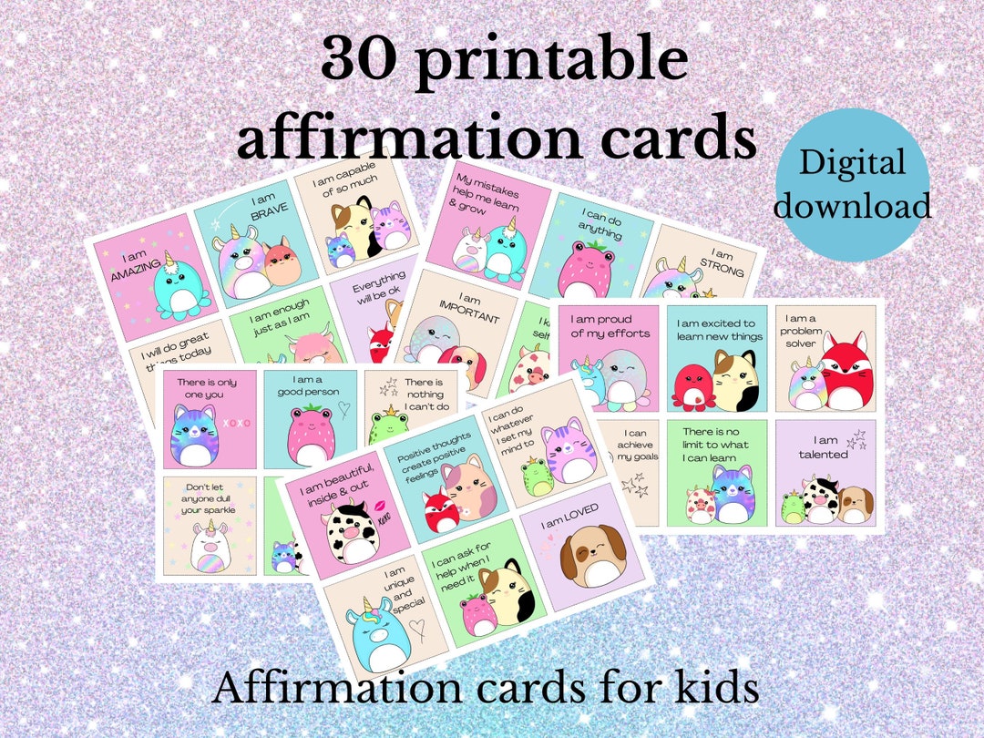 Kids Affirmation Cards Squishmallow Affirmation Card Kids Positive ...