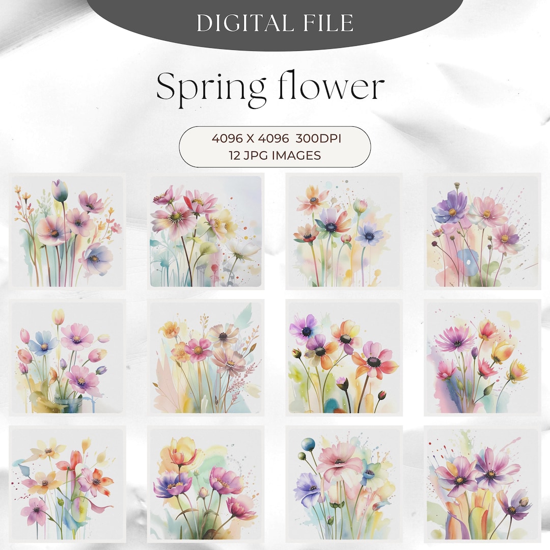 12 Beautiful Spring Flower Printable – Digital Download, JPG Format ...