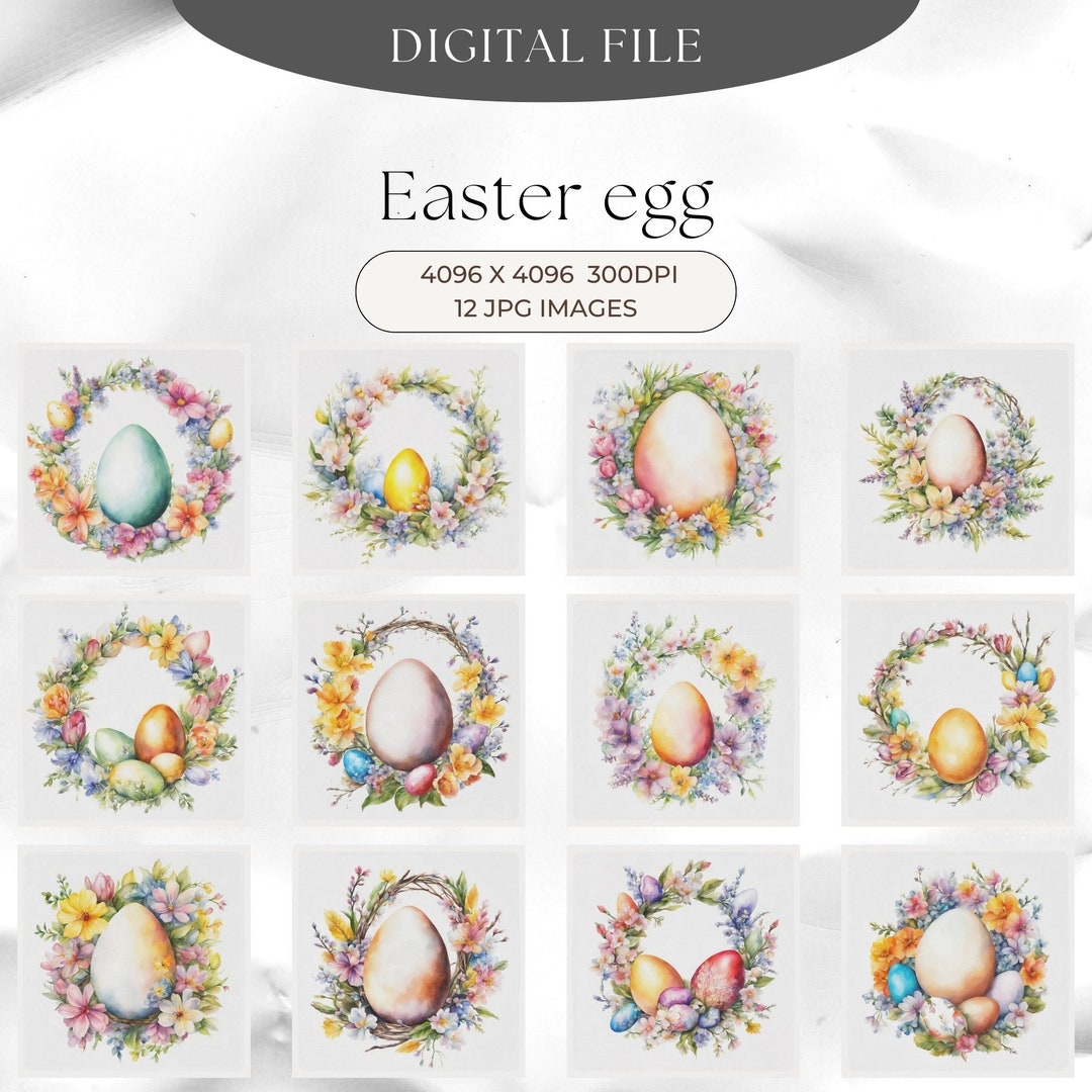 Watercolor Easter Eggs 12 X 12 Clipart, Colorful Rainbow Easter Eggs ...