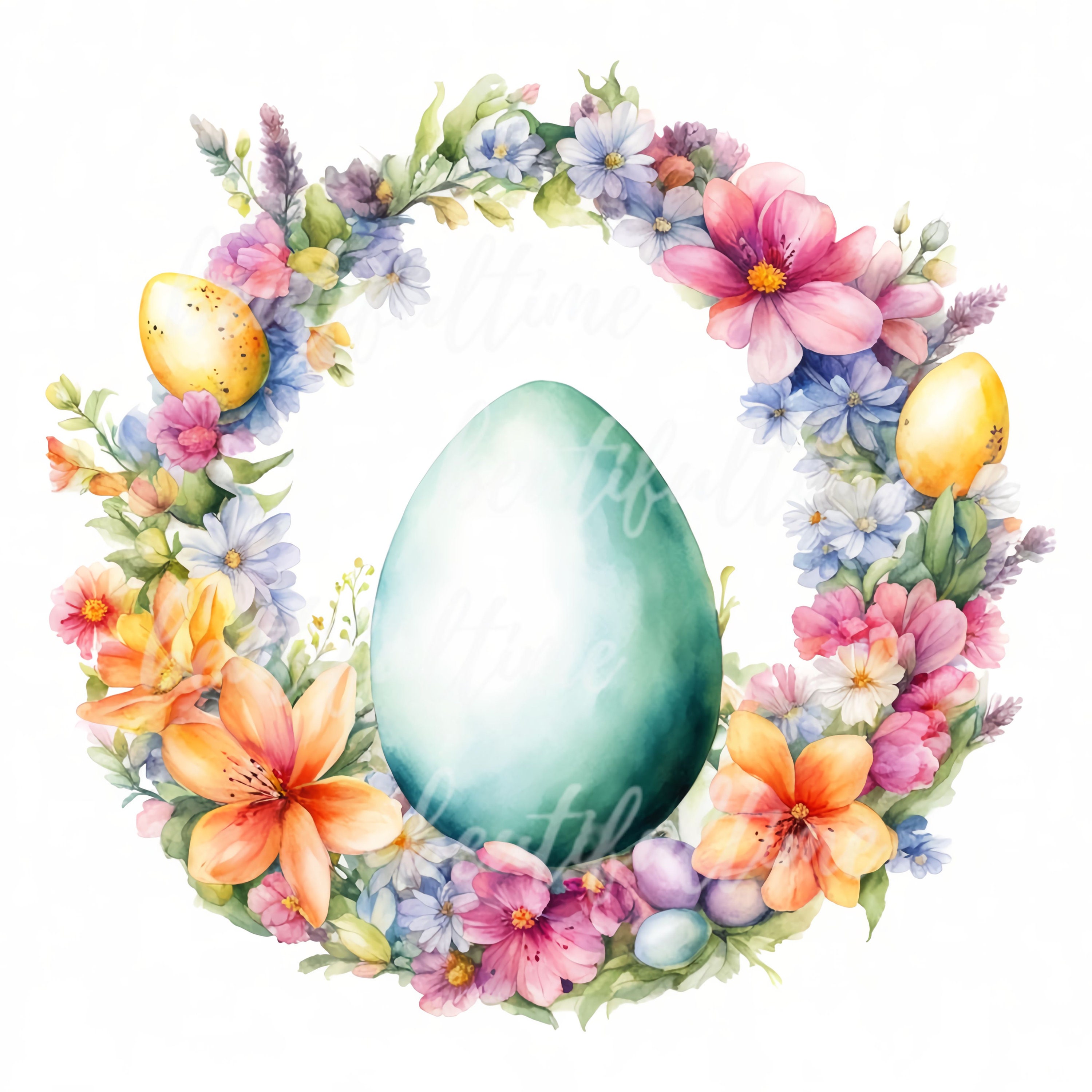 Watercolor Easter Eggs 12 X 12 Clipart, Colorful Rainbow Easter Eggs ...