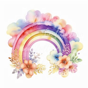 12 Various Rainbow Clipart, Nursery Rainbow in Flowers, Printable ...