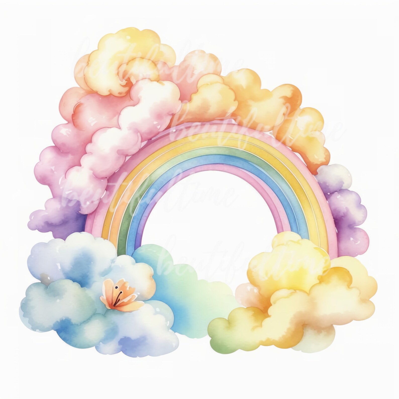 12 Various Rainbow Clipart, Nursery Rainbow in Flowers, Printable ...