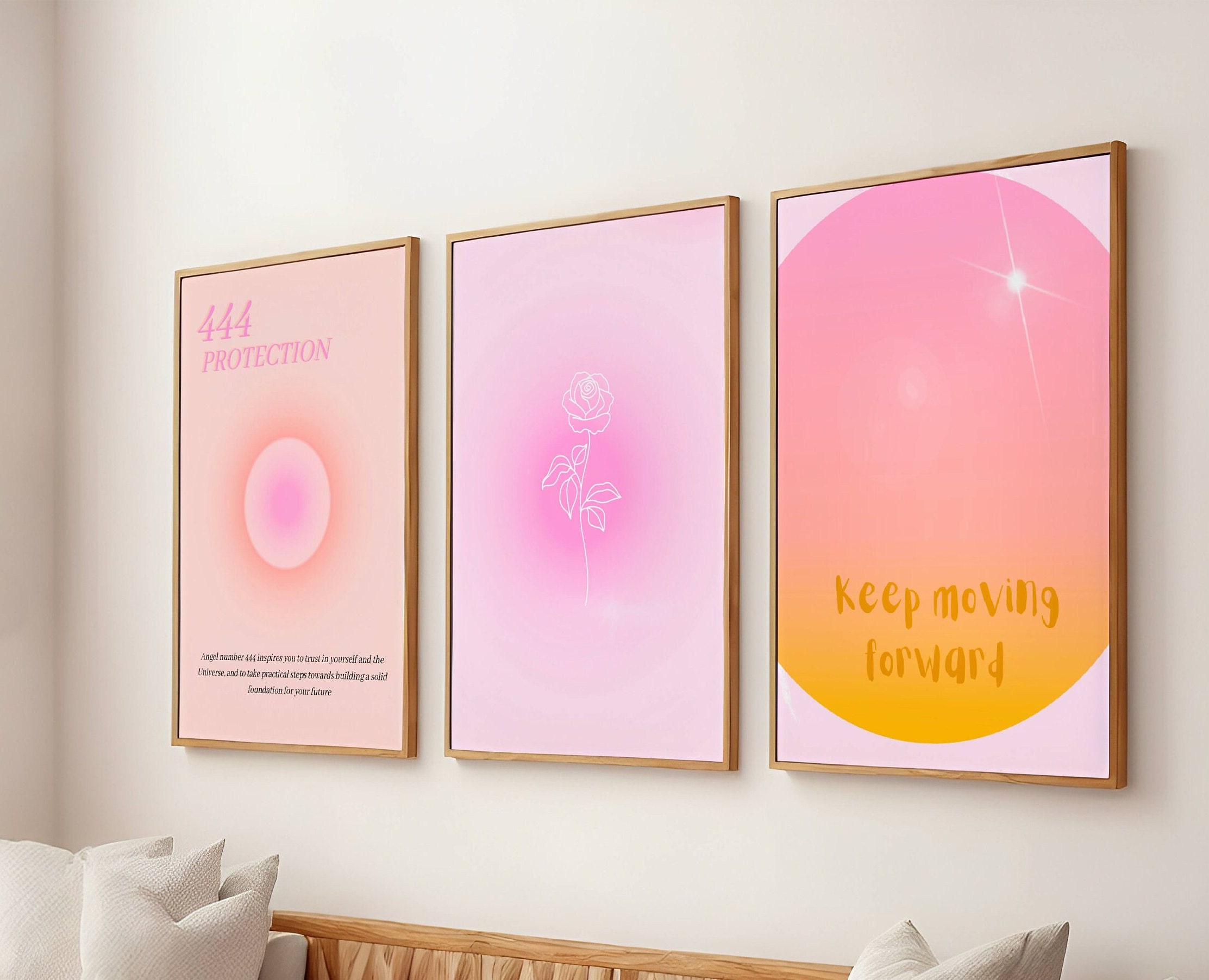 Angel Numbers 444 Aura Poster Printable Set of 3 Spiritual Aura Energy Trendy Dorm Room Gift ...