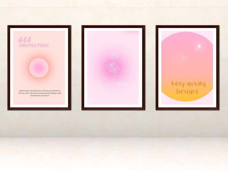 Angel Numbers 444 Aura Poster Printable Set of 3 Spiritual Aura Energy Trendy Dorm Room Gift ...