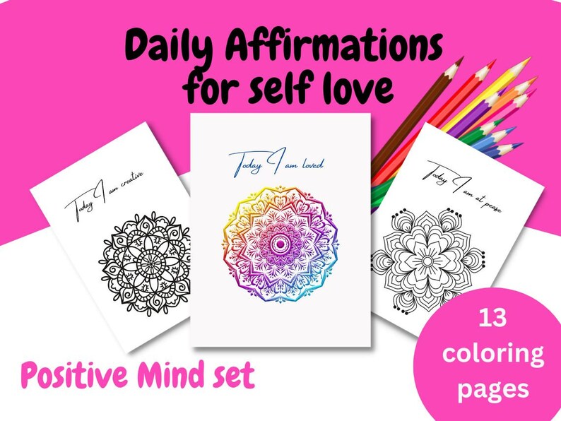 Coloring Pages Daily Affirmations for Self Love Positive - Etsy