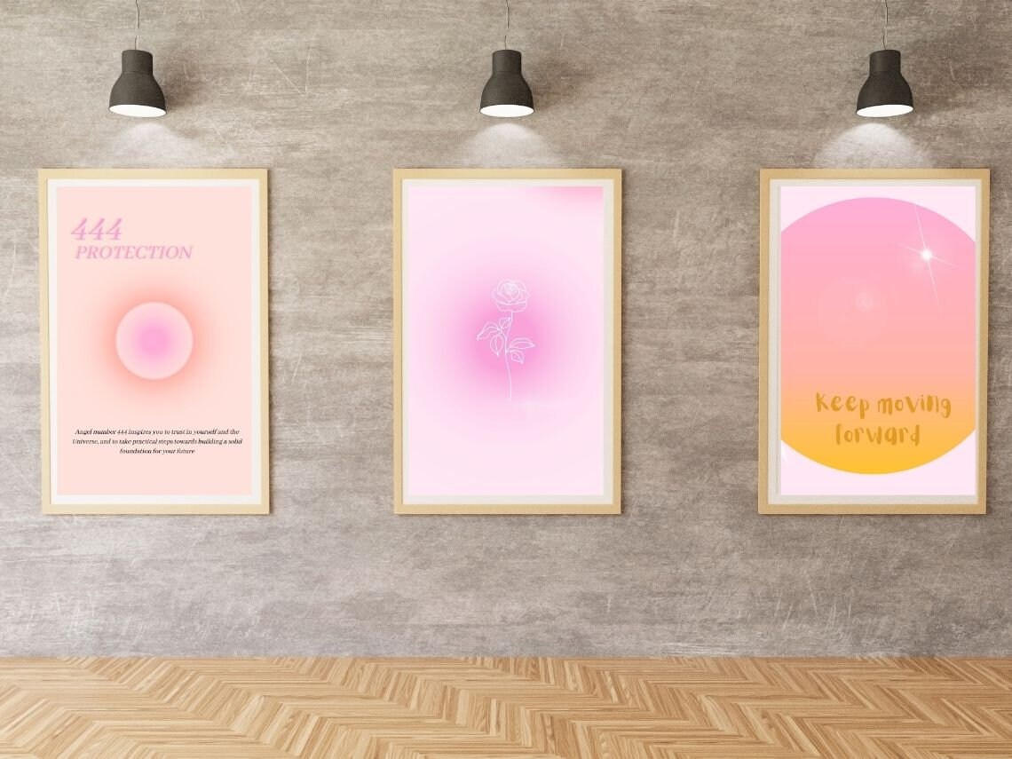 Angel Numbers 444 Aura Poster Printable Set of 3 Spiritual Aura Energy Trendy Dorm Room Gift ...