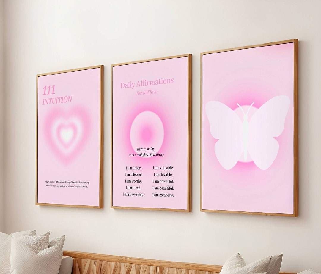Angel Number Poster, 111 Poster Set of 3 Colourful Aura Poster Grainy ...