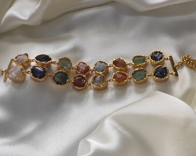 Raw Gemstone Choker Necklace Choker Gemstone Necklace Raw Crystal Necklace Rough Stone Choker ...