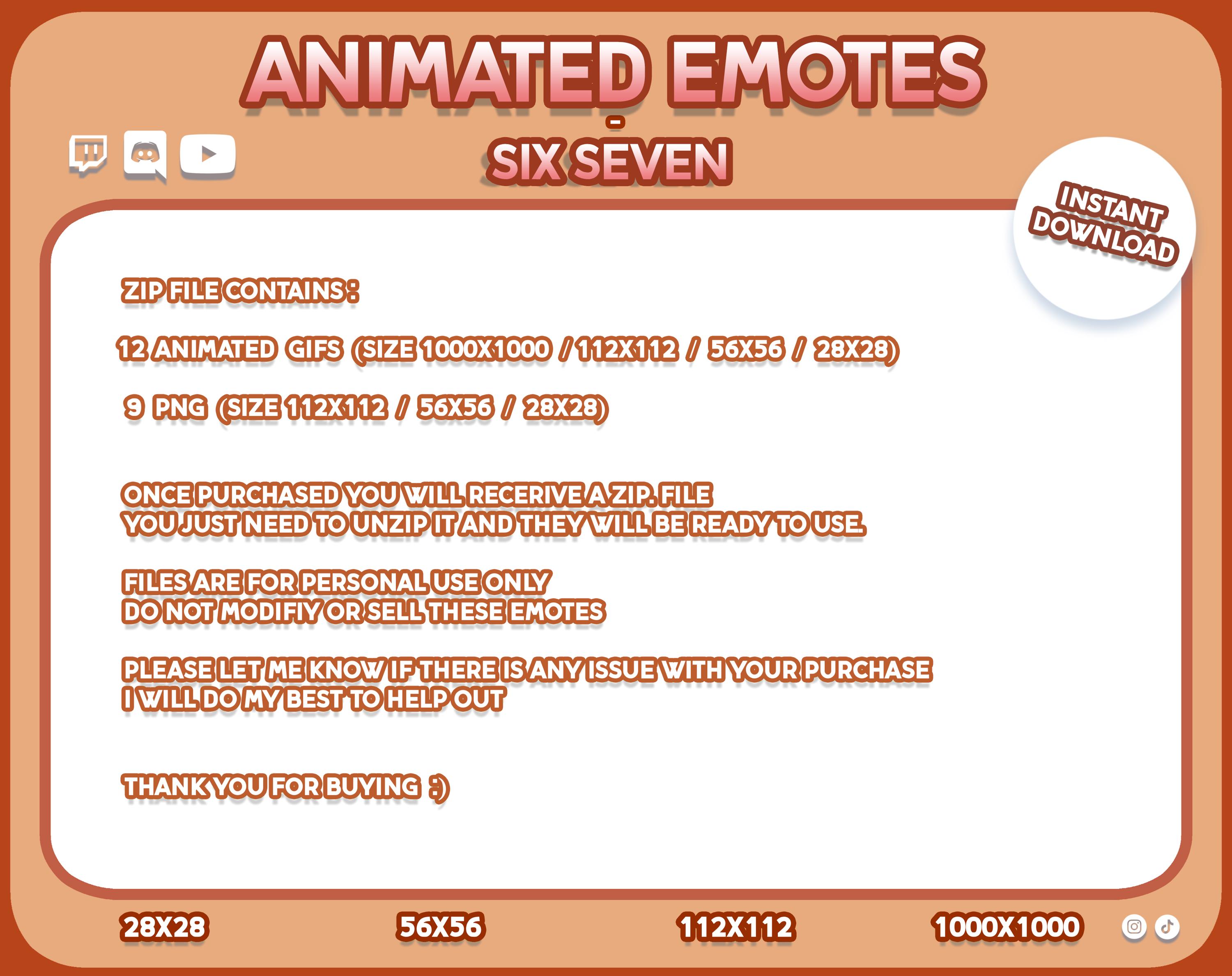Animated 6-7 Six Seven Meme Emote: Twitch, Discord, Youtube (digital ...