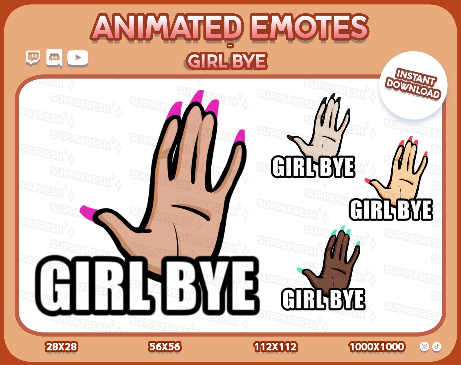 Animated Girl Bye Hands Meme Emote: Twitch, Discord, Youtube (digital ...