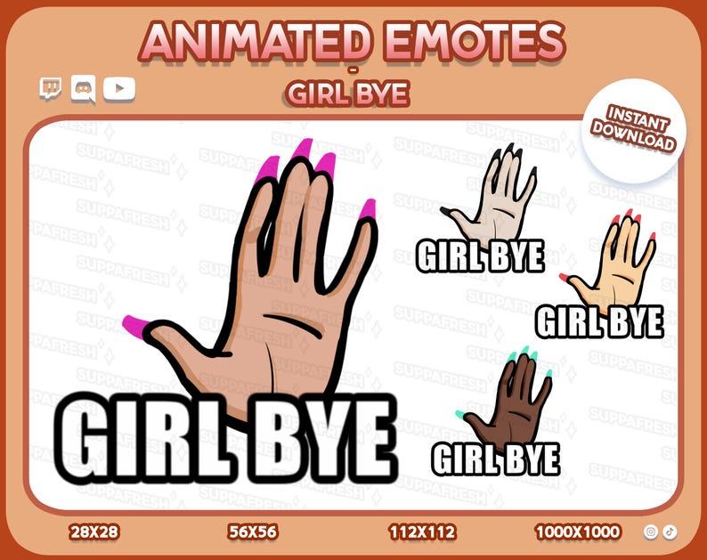 Animated Girl Bye Hands Meme Emote: Twitch, Discord, Youtube (digital ...