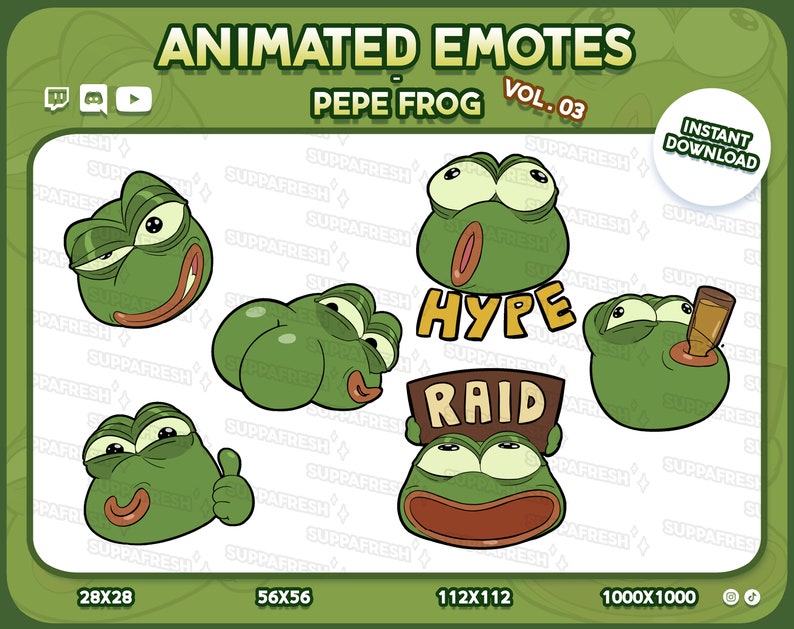 Animated PEPE FROG Emotes High Quality VOL.03 Twitch, Discord, Youtube ...