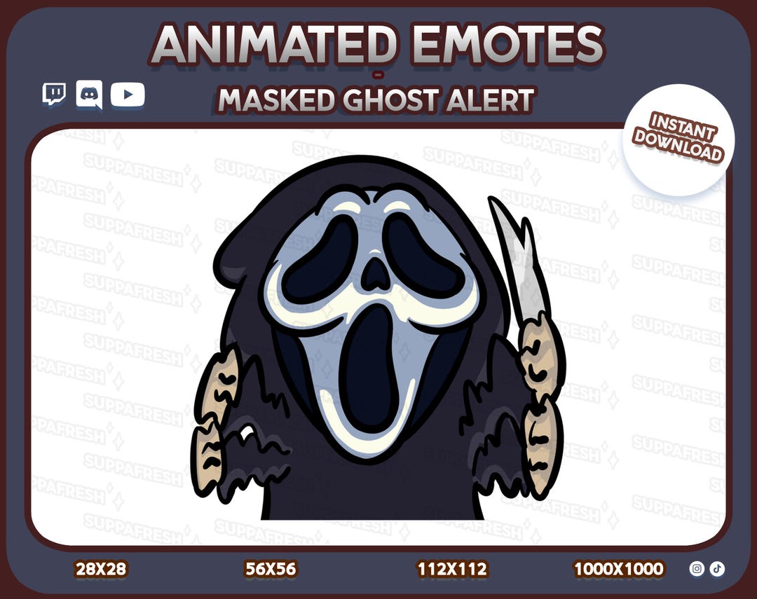 Animated Masked Ghostie Alert Emote: Halloween Twitch, Discord, Youtube ...