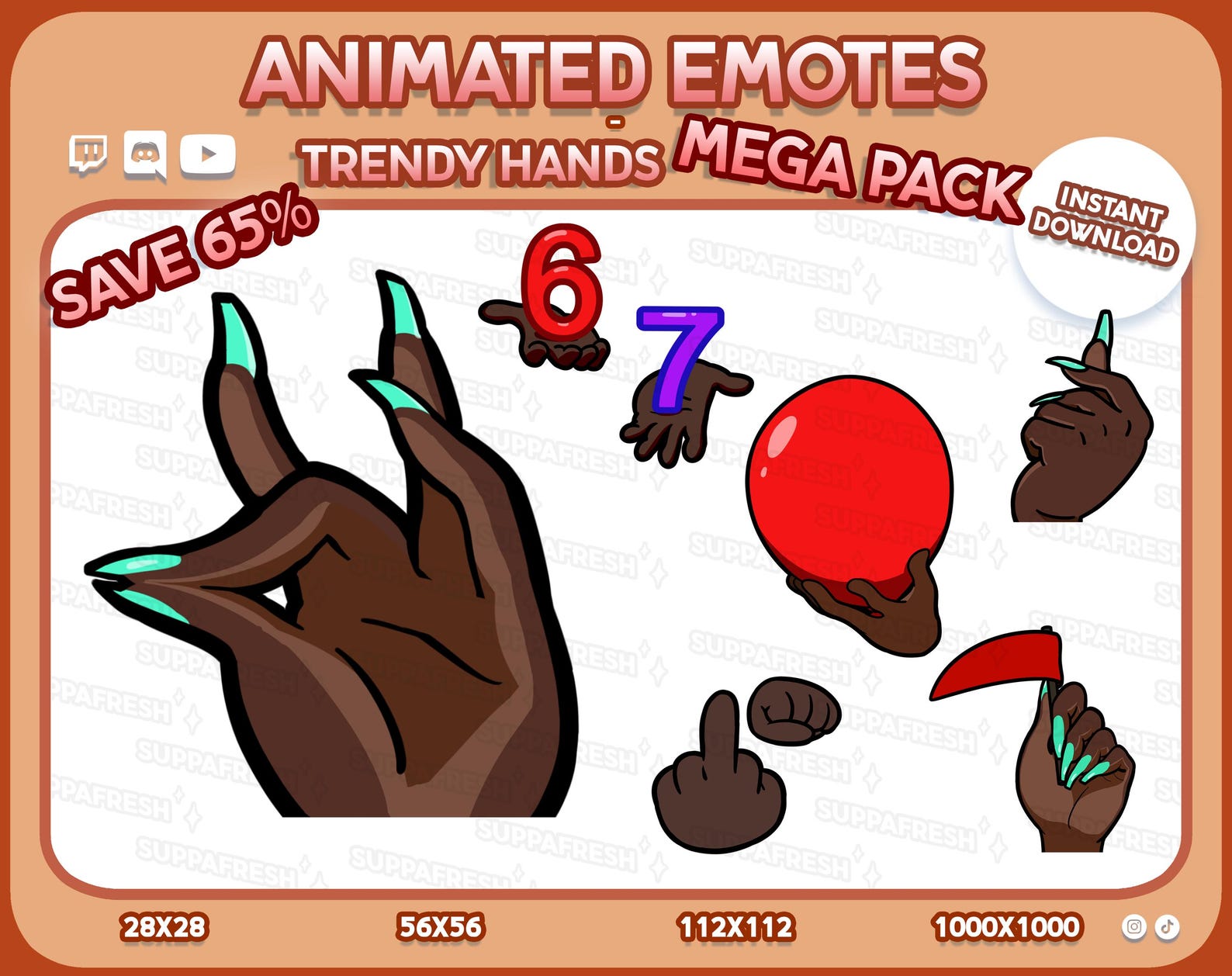 6x Animated Trendy Hand Emote Mega Pack: Twitch, Discord, Youtube ...