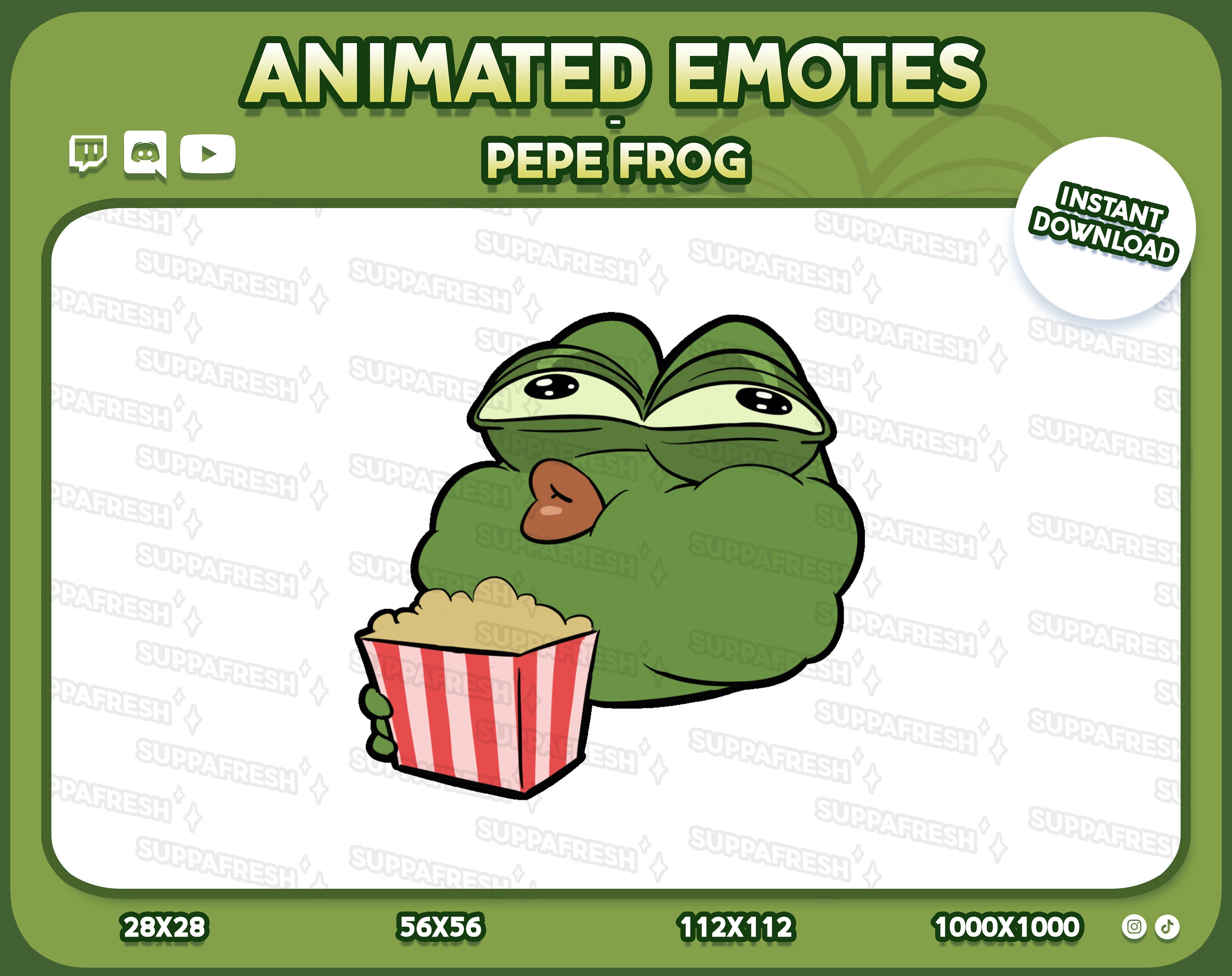 Animated PEPE FROG Emotes High Quality "eating" - Twitch, Discord ...