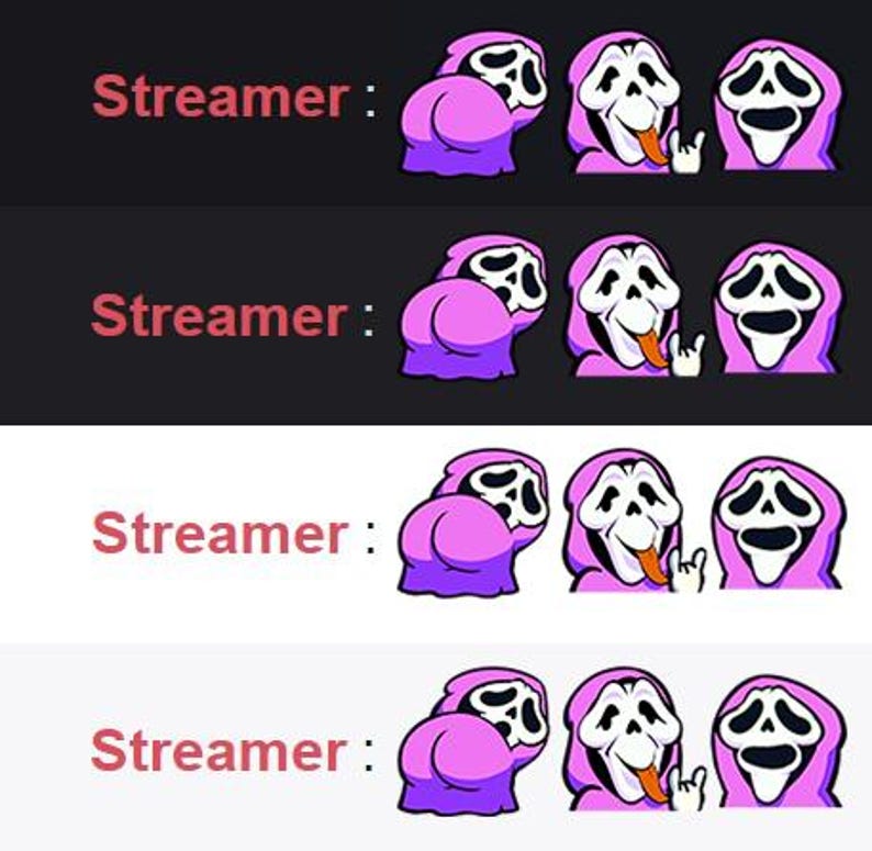 Animated Pink Ghostface Scream Chibi Pack of Emotes: Twitch, Discord ...