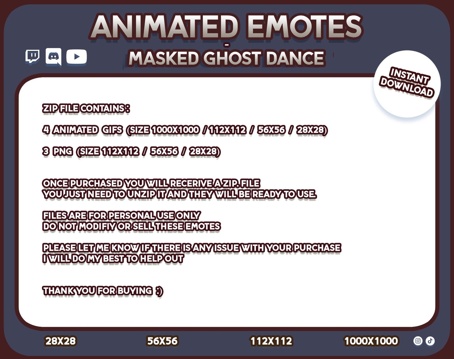 Animated Chibi Masked Ghost Dancing Emote: Twitch, Discord, Youtube ...