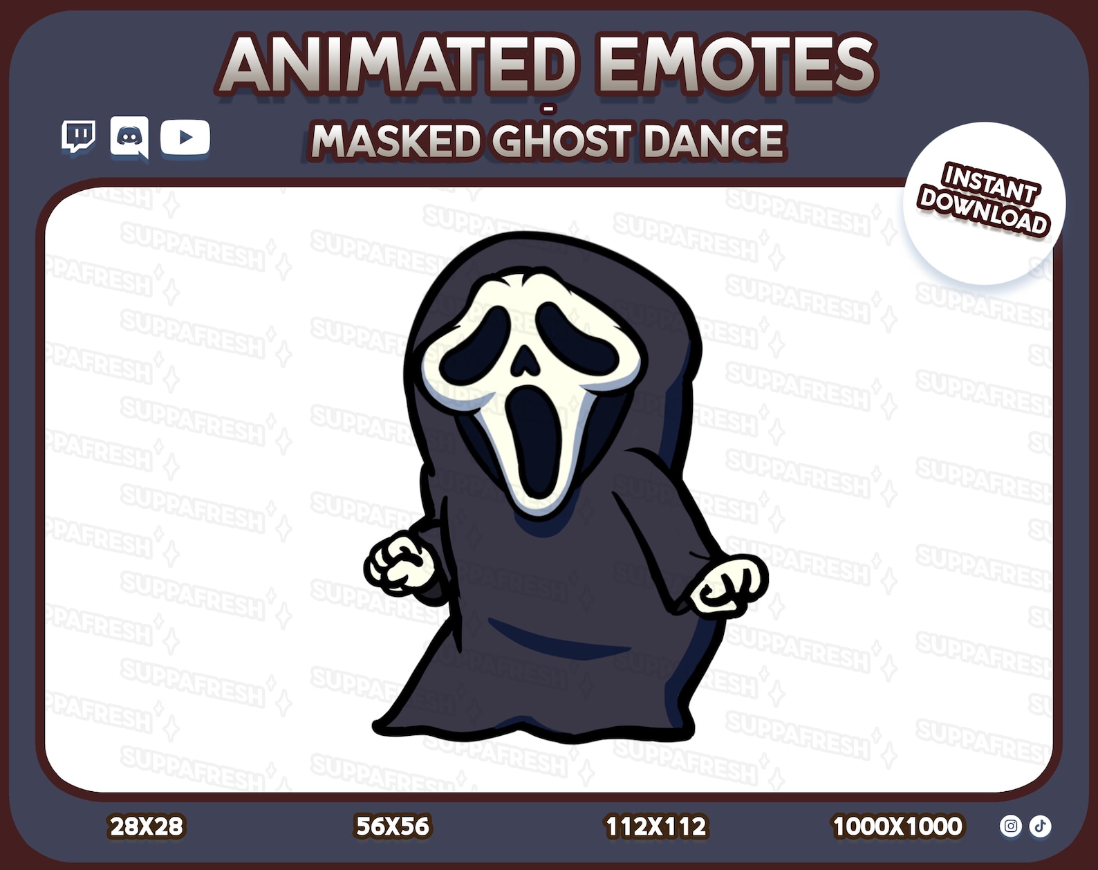 Animated Chibi Masked Ghost Dancing Emote: Twitch, Discord, Youtube ...