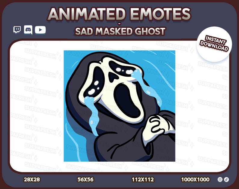 Animated Sad Masked Ghost Emote: Chibi Twitch, Discord, Youtube ...