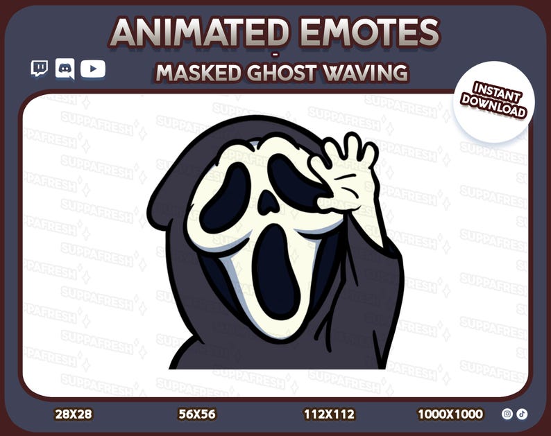 Animated Chibi Masked Ghost Waving Emote: Twitch, Discord, Youtube ...
