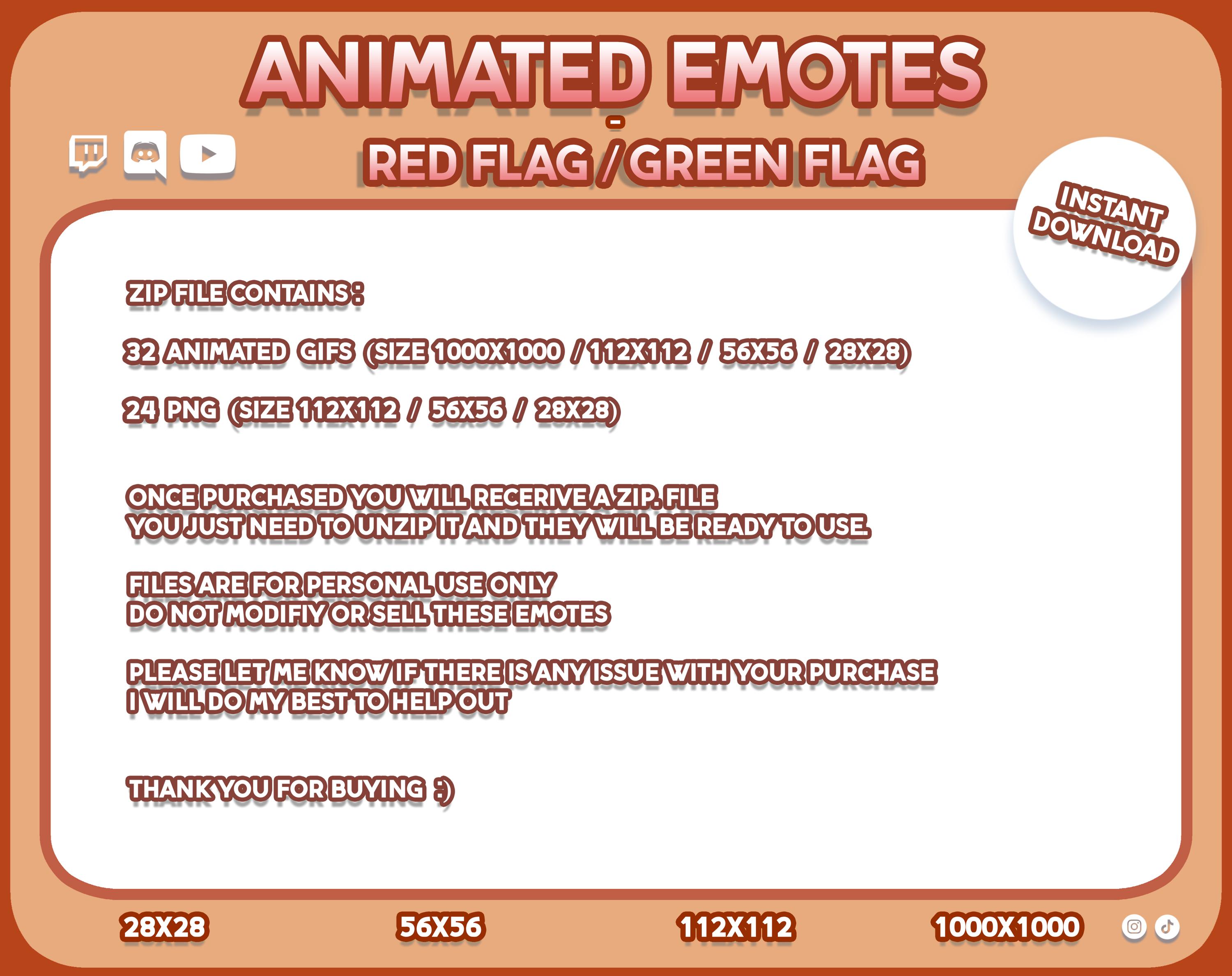 4x Animated Red Flag & Green Flag Funny Meme Emote: Twitch, Discord ...