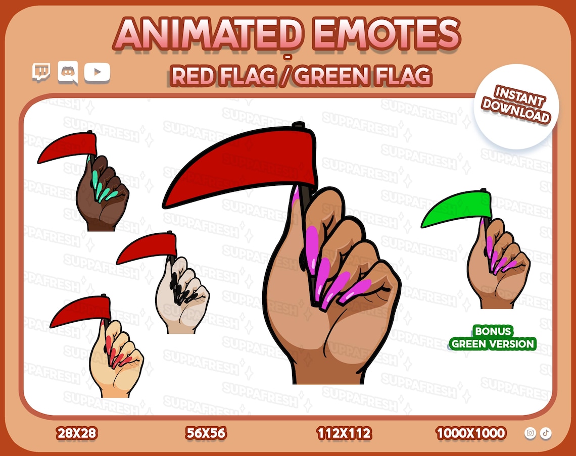 4x Animated Red Flag & Green Flag Funny Meme Emote: Twitch, Discord ...