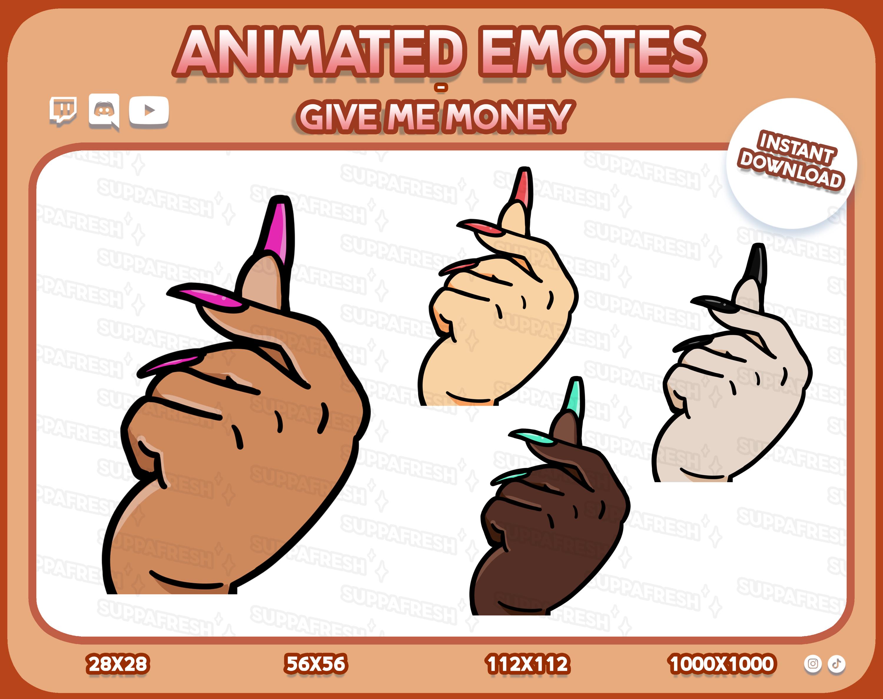 Animated Give Me Money Fingers Meme Emote: Twitch, Discord, Youtube ...