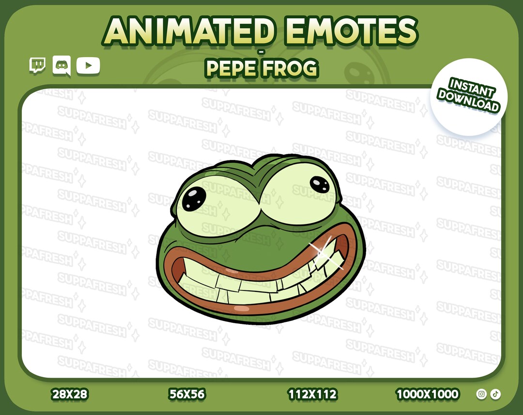 Animated PEPE FROG Smile Emote: Twitch, Discord, Youtube (digital ...