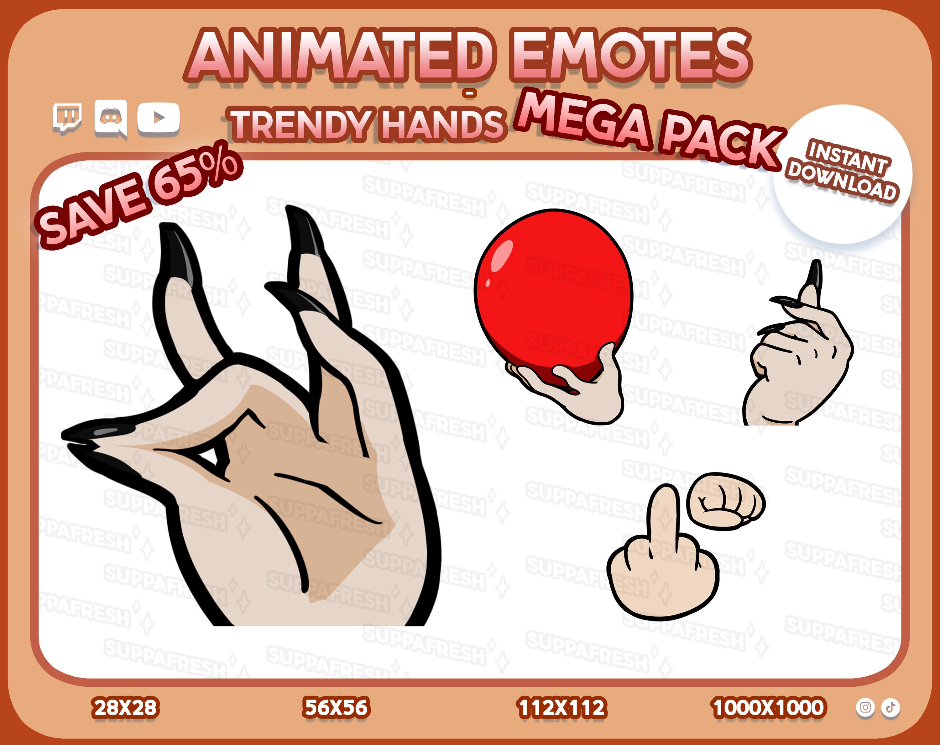 6x Animated Trendy Hand Emote Mega Pack: Twitch, Discord, Youtube ...
