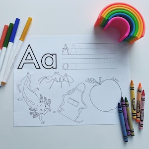 Alphabet Coloring Page - Letter A - Handwriting Practice Coloring Page ...